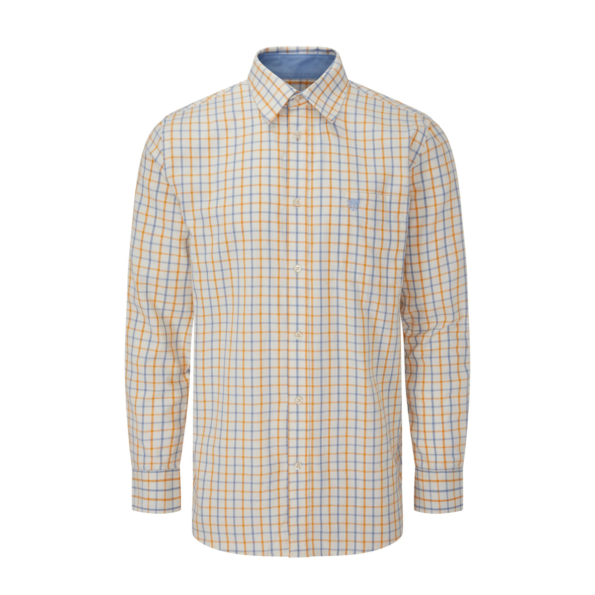 Aylesbury Mens Shirt ternet skjorte, beige med guld/blå tern ...