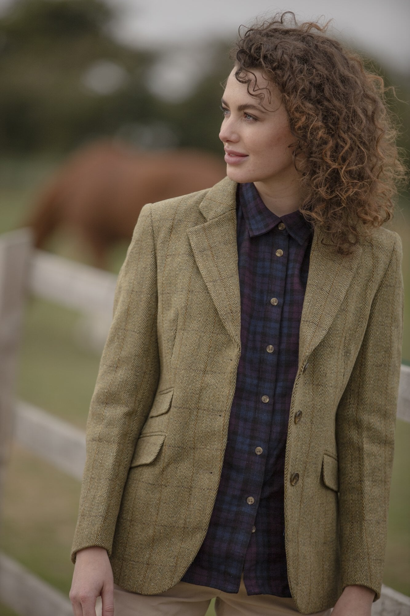 Mayland ladies hacking jacket, derby tweed, lys salvie – Godsejeren.dk